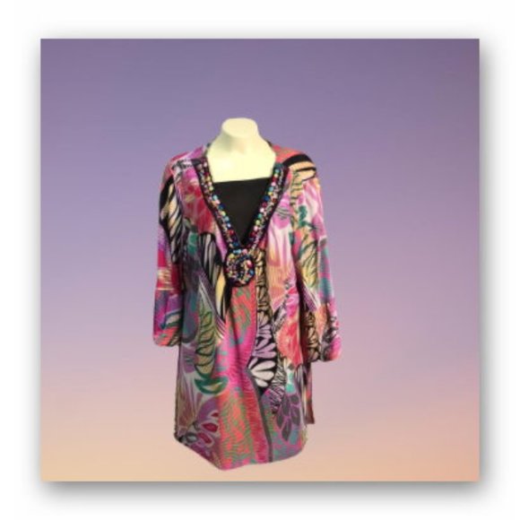 Laura Max | Tops | Laura Max Stretchy 34 Sleeve Tunic Top Vneck ...